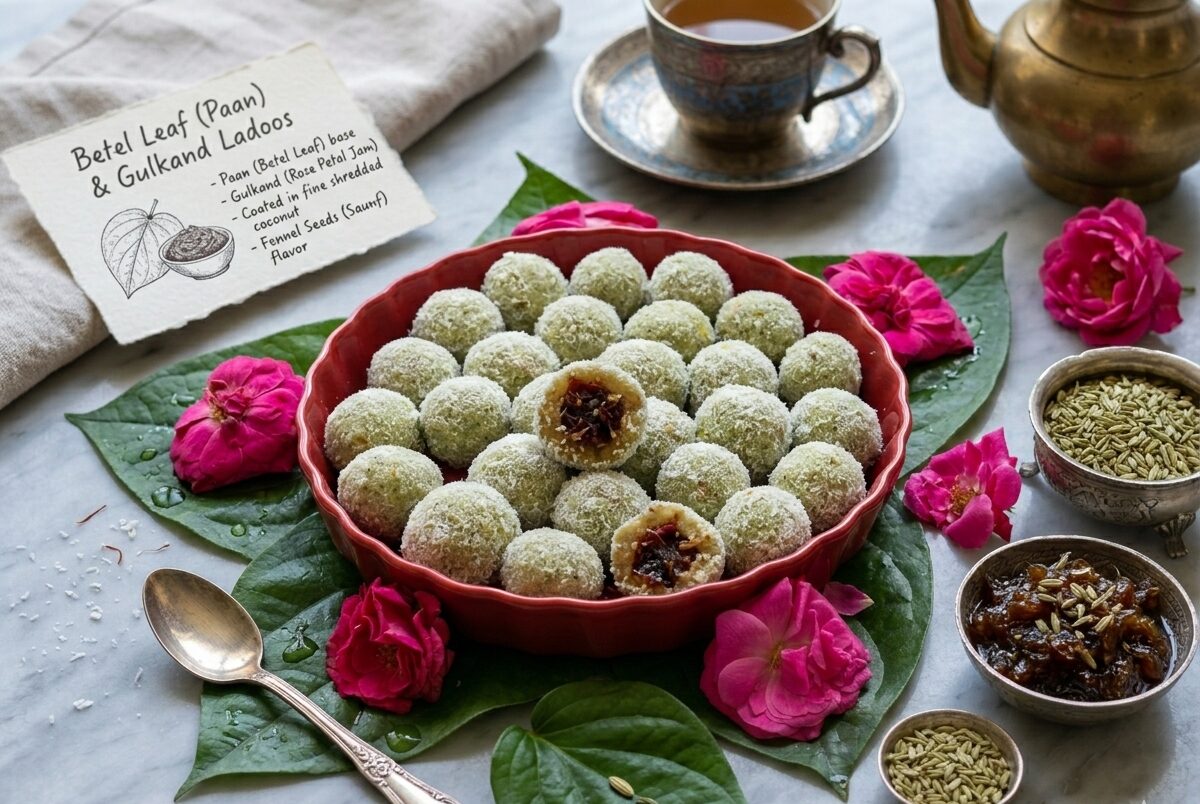 Paan Ladoo Recipe (No Cook, Gulkand Filled)